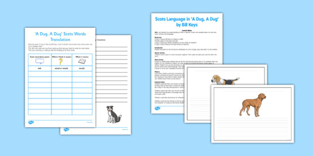 A Dug, A Dug - Lesson Pack - Twinkl Scots Language