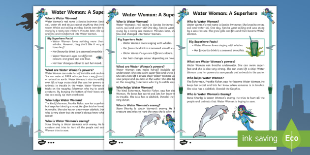 Water Woman: A Superhero Differentiated Fact File