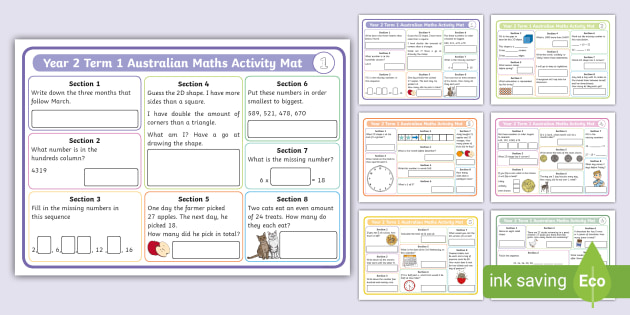 Year 2 Term 1 Australian Maths Activity Mats (teacher made)