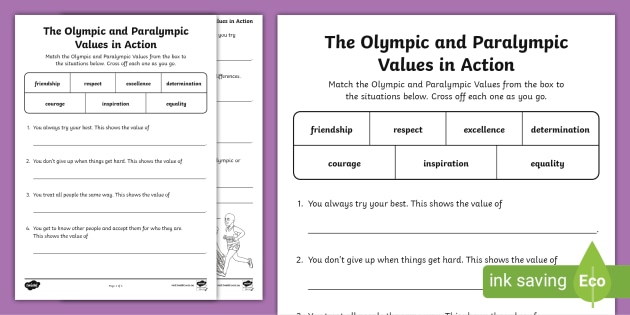The Olympic and Paralympic Values in Action (teacher made)