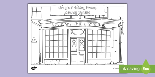 Gray's Printing Press Colouring Page (teacher made)