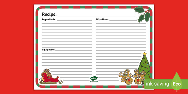 Christmas Recipe Template (teacher made)