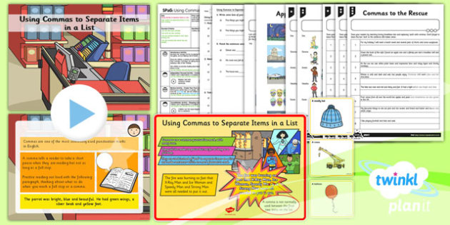 PlanIt Y2 SPaG Lesson Pack: Using Commas to Separate Items in a List