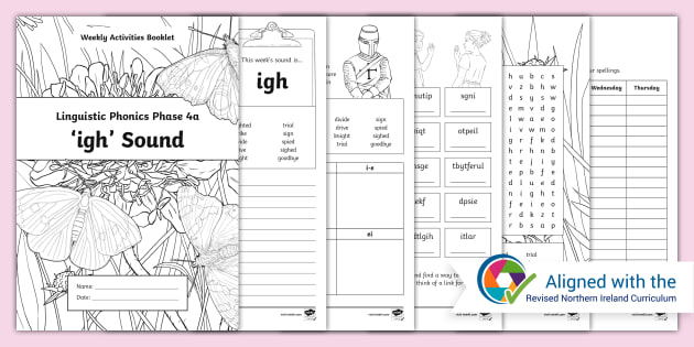 Linguistic Phonics Phase 4a 'igh' Sound Weekly Activity Booklet