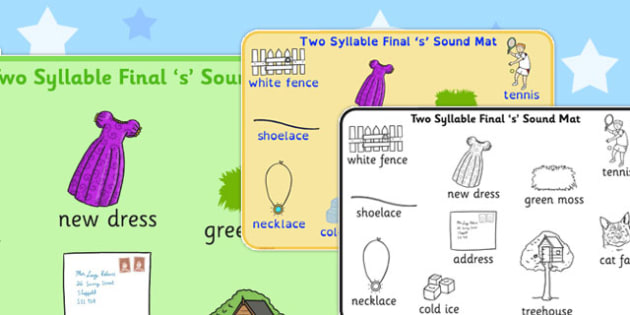 Two Syllable Final 'S' Sound Word Mat 2 (teacher made)