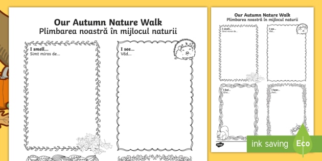 Our Autumn Nature Walk Writing Frame Romanian/English