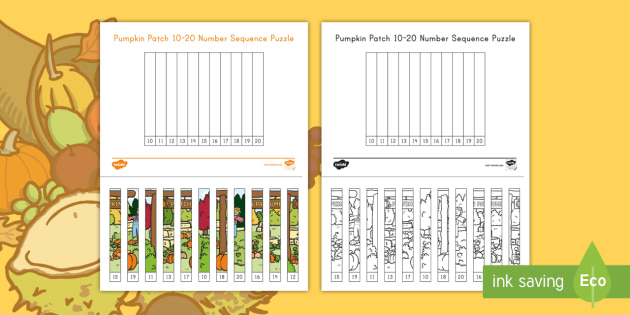 Pumpkin Patch 10-20 Number Sequencing Puzzle - Math - Twinkl