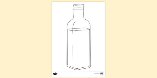 Olive Oil in a Bottle Colouring Sheet | Twinkl Resources