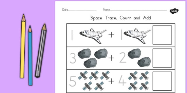 Space Trace Count and Add Worksheet