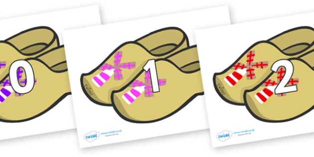 Numbers 0-50 on Wooden Shoes (teacher made)