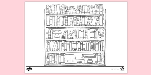 Bookshelf with Books Colouring Sheet | Colouring Sheets