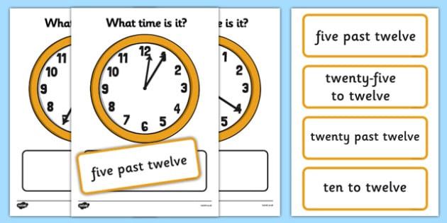 Clock Matching Activity Five Minutes (teacher made)
