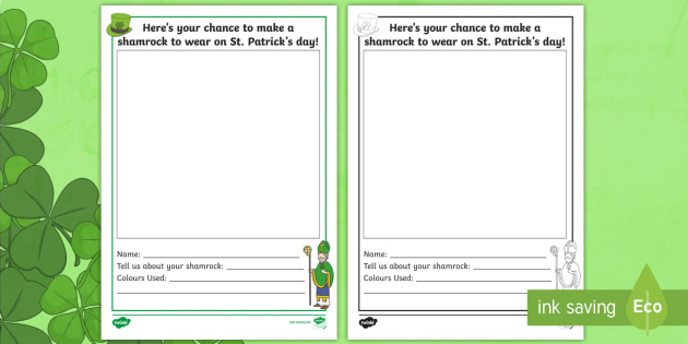 ROI St. Patrick's Day Shamrock Writing Worksheet / Worksheet