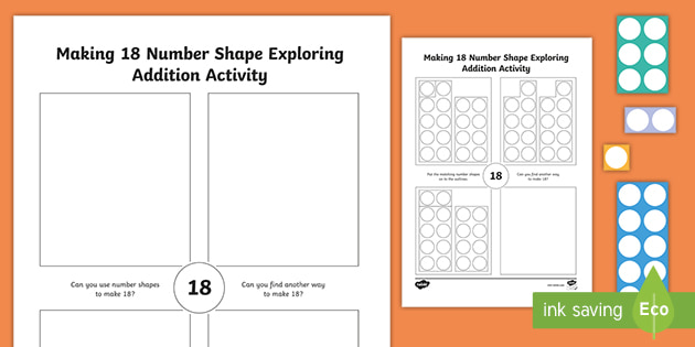 Making 18 Number Shape Exploring Addition Activity