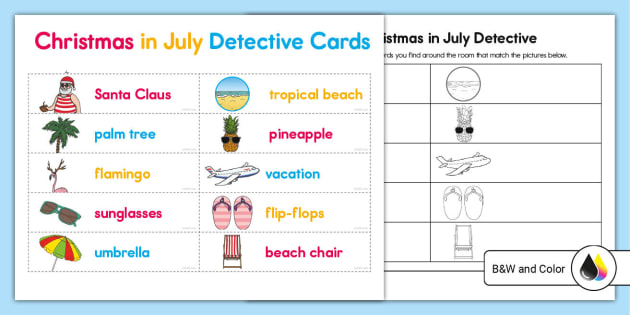 Christmas in July Read and Write the Room Activity