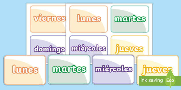Days of the Week Flashcards Spanish
