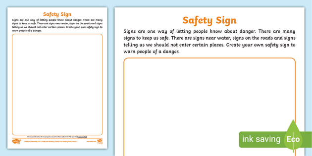 Design a Safety Sign Activity Sheet