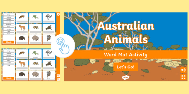 Australian Animals Interactive Word Mat (creat de profesori)
