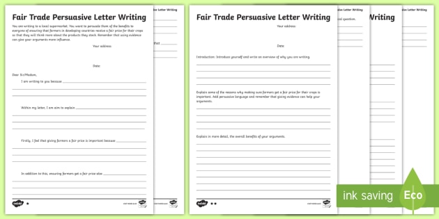 Fair Trade Persuasive Letter Writing Template