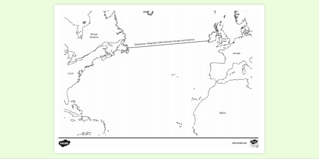 Map of Transatlantic Telegraph Cable | Colouring Sheets