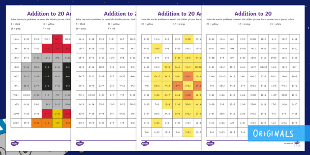 Back to Earth with a Bump Addition Up to 20 Maths Mosaic Worksheet ...