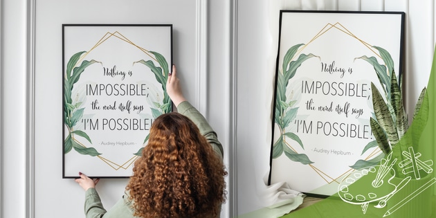 Nothing Is Impossible Audrey Hepburn Botanical-Themed Poster