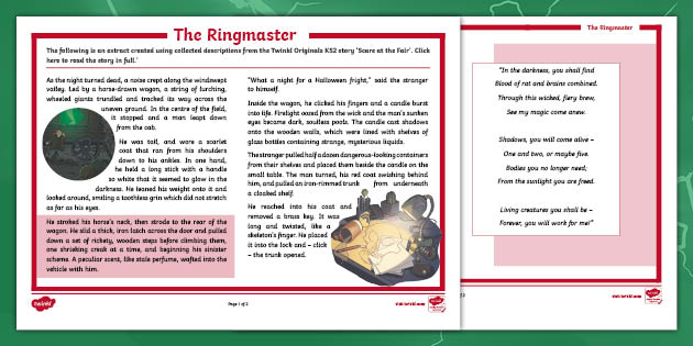 Spooky Character Description KS2 Example Text From Scare At Shadow Fair 