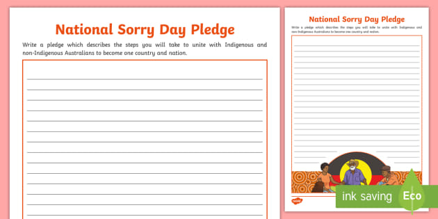 Sorry Day Pledge Worksheet (teacher made)