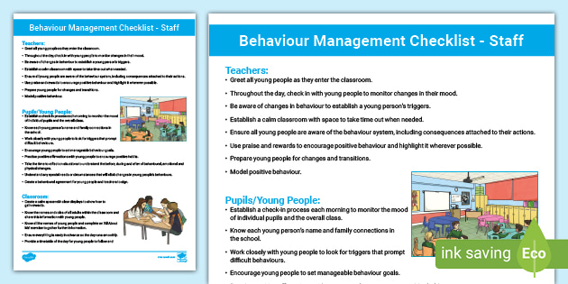 Behaviour Checklist for Staff