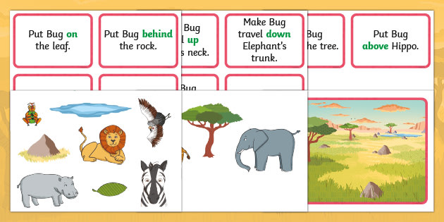👉 Positional Language African Savanna Cut-Outs & Instructions