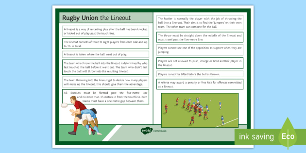 Rugby Laws Line-out Card (teacher made)