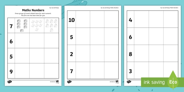 Up, Up and Away! Numbers Worksheet / Worksheet - up, up and away numbers