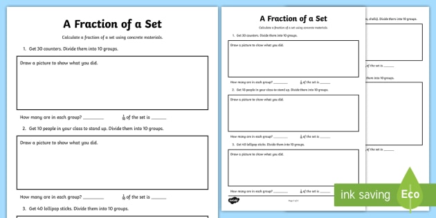 Get 1/10 of the Set Worksheet