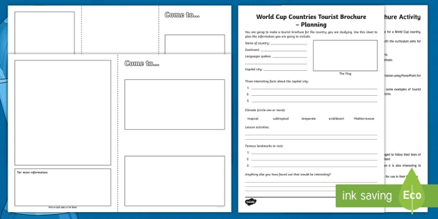 KS2 The World Cup Countries Create a Tourist Brochure Worksheets