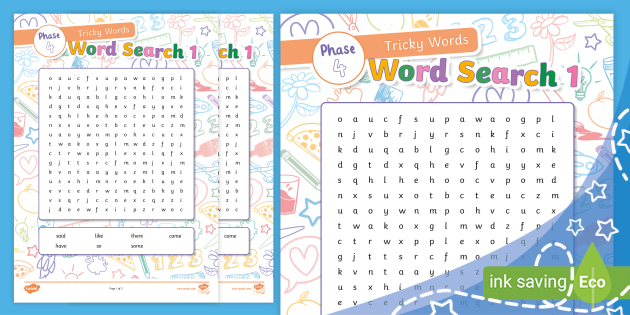 Phase 4 Tricky Words Word Searches (Ages 5 - 7)