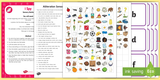 Alliteration Sensory Bottle (teacher made)