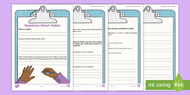 Questions About Habits Worksheet (teacher made)