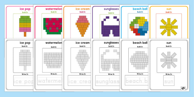 Summer Building Blocks Activity Mats | Twinkl USA