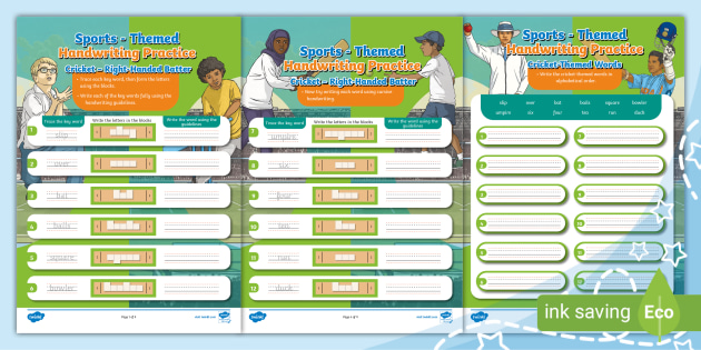 Sports-Themed Handwriting Practice - Cricket (teacher made)