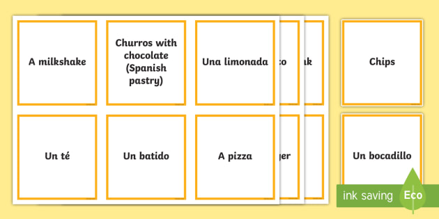 At the Cafe Bebidas Y Comidas Card Match Game (teacher made)