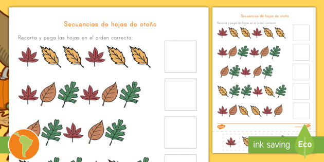 Ficha para completar la secuencia: Hojas de otoño