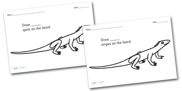 Lizard Spots and Stripes Counting and Colouring Sheets
