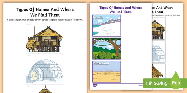 Types Of Homes And Where We Find Them Worksheet