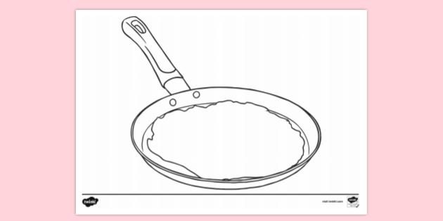FREE! - Pancake Cooking in a Frying Pan Colouring | Colouring Sheets