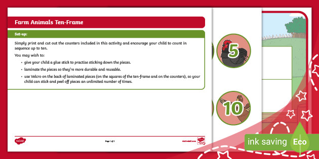 👉 Farm Animals Count to Ten | Ten-Frame (teacher made)