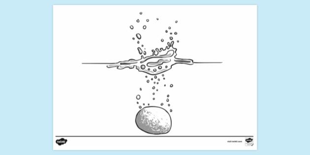 Stone Dropping into Water Question Colouring Sheet