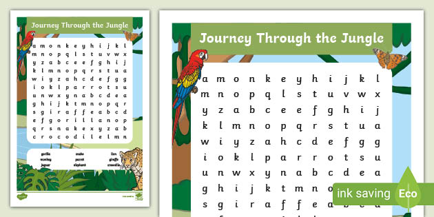 Jungle Journey Word Search (teacher made)