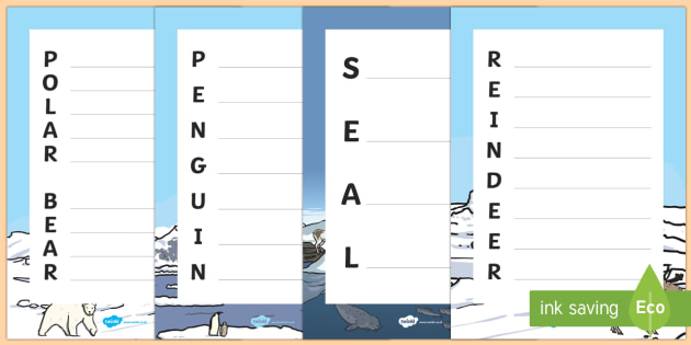 Polar Animals Acrostic Poem (teacher made)