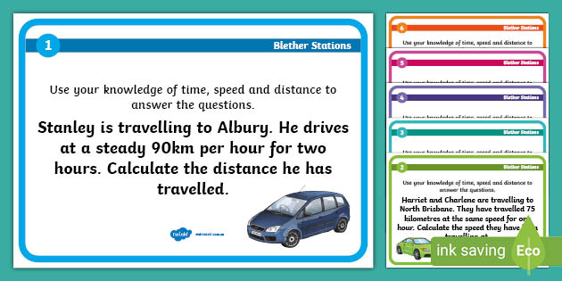 Speed, Distance and Time Problem Solving Australian Blether Stations
