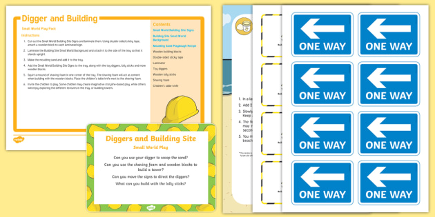 Diggers and Building Site Small World Play Idea and Printable Resource Pack